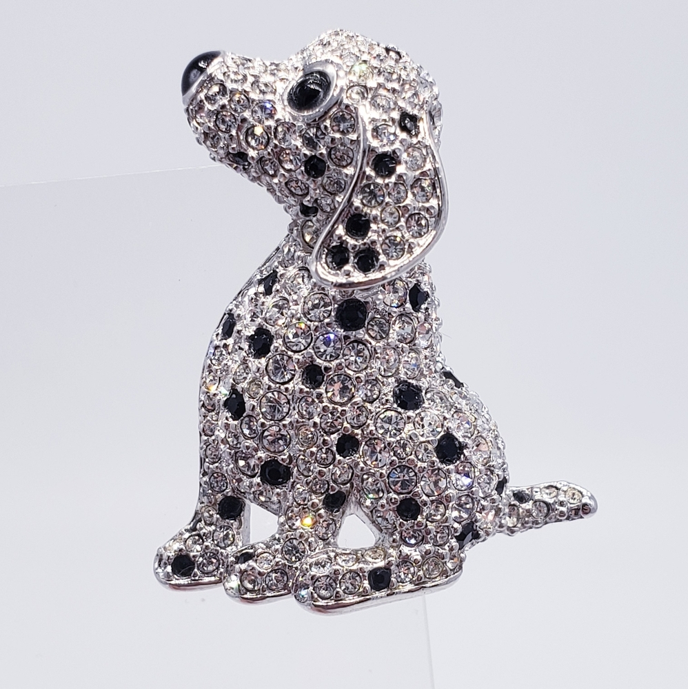 Swarovski Swan Signed Dalmatian Puppy Dog Brooch - Gem